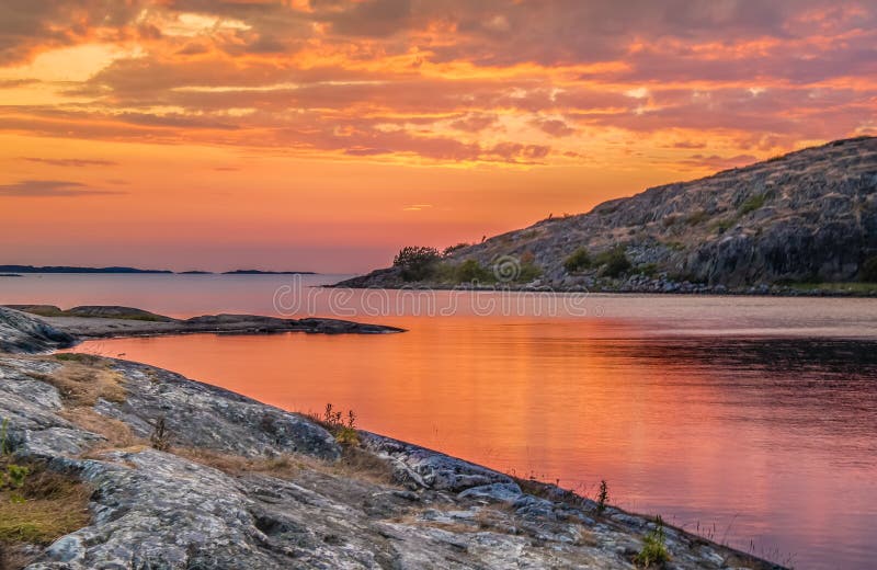 Red Sunset Lilleby stock image. Image of beautiful, summer - 85761681