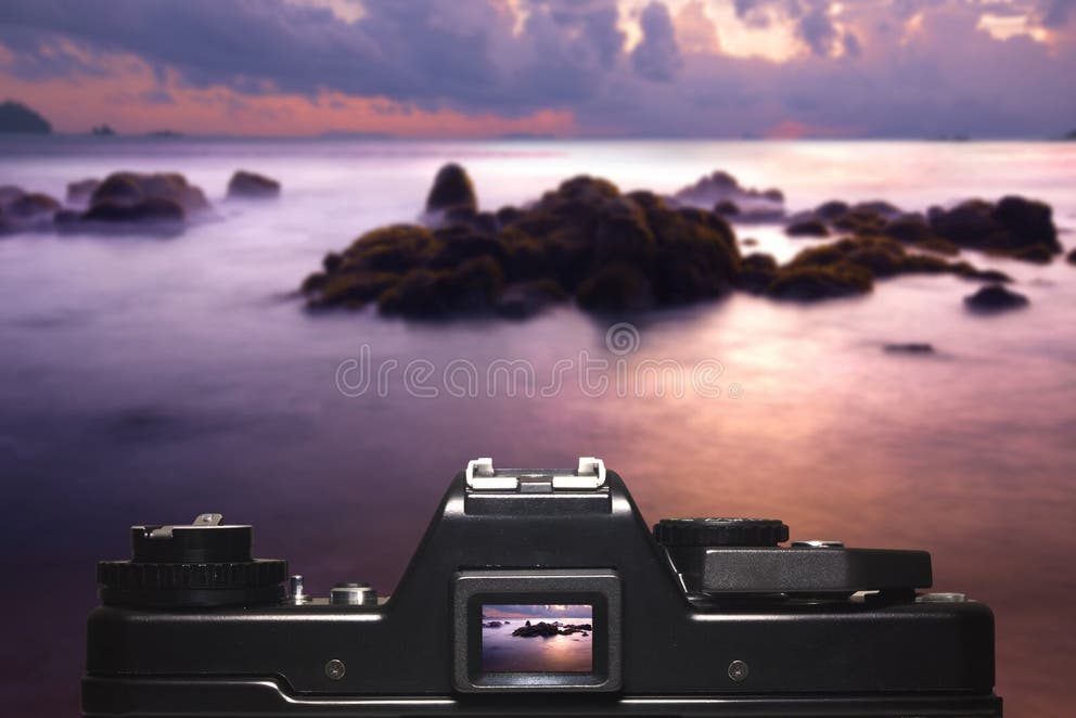 Red Sunset Look through the Viewfinder Camera Stock Image - Image of ...