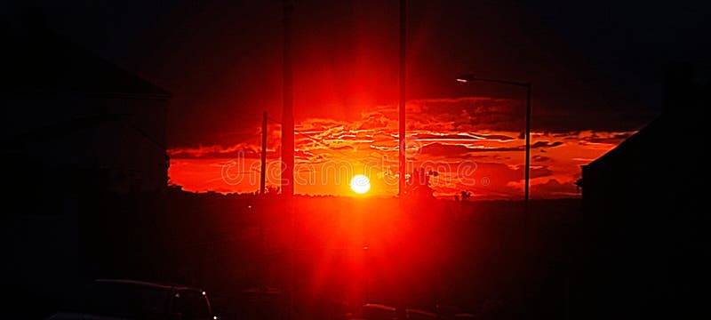 Red sunset Middle Earth stock image. Image of sunlight - 260109987