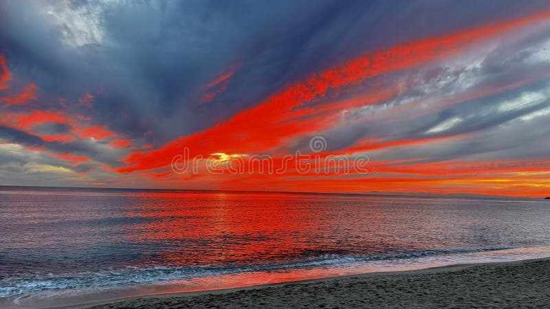 Red sunset ocean stock image. Image of colorful, beautiful - 353542337