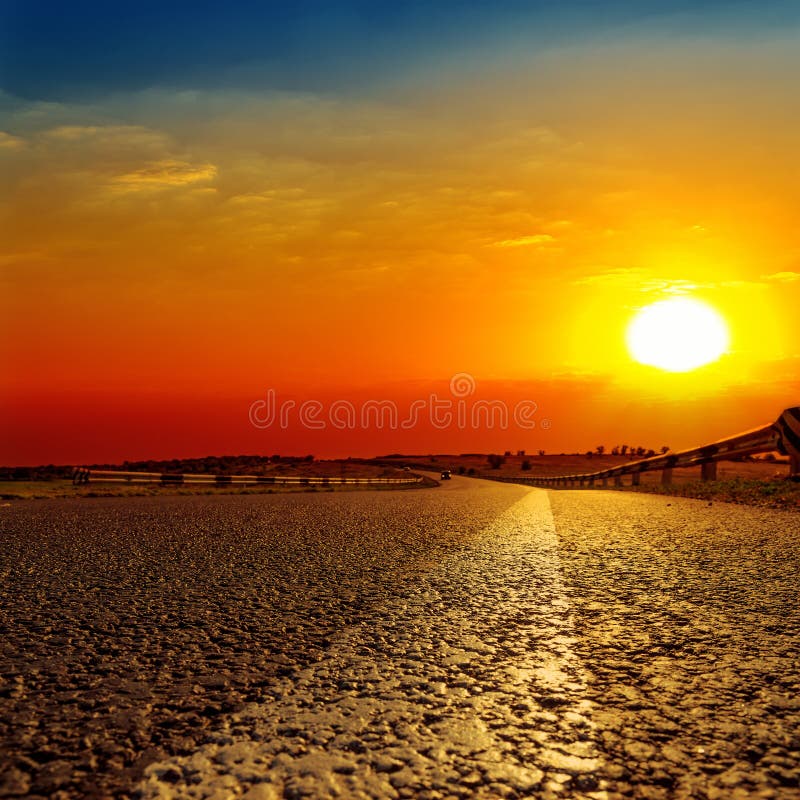 Sunset and Asphalt Road To Horizon Stock Image - Image of beautiful ...