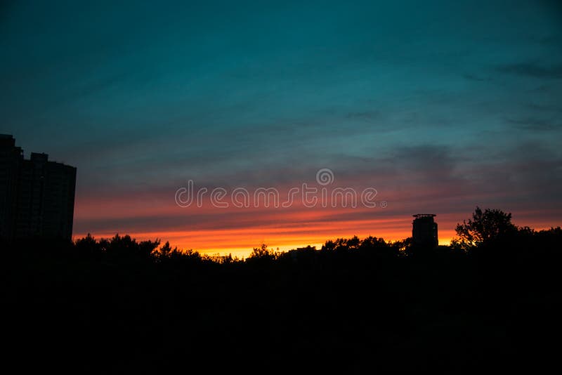 Red sunset over the city stock photo. Image of cute, evening - 93867968