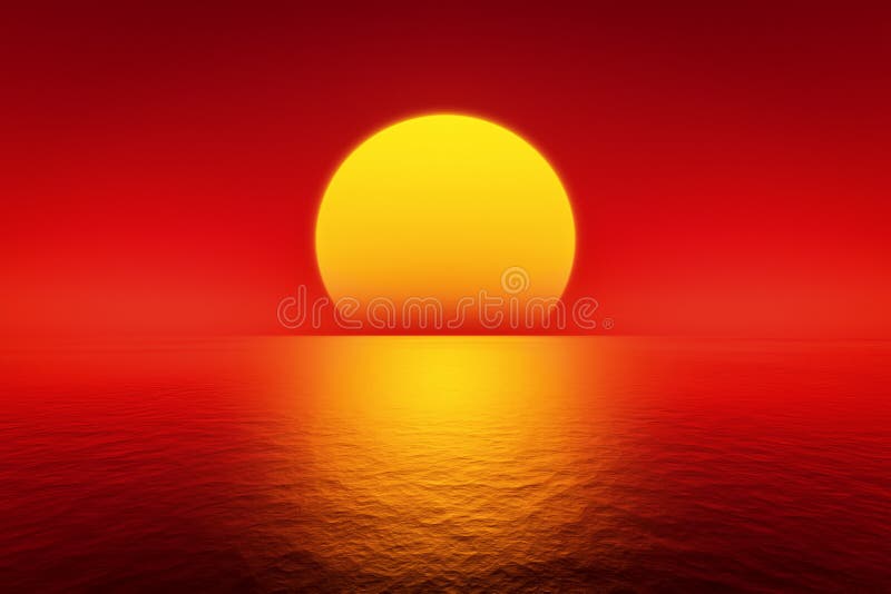 Red sunset over the ocean stock illustration. Illustration of shore ...