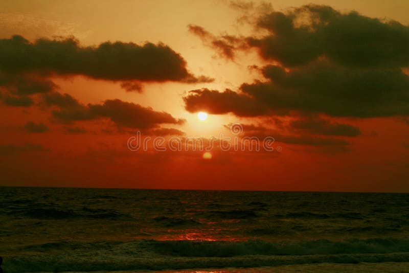 Red sunset over sea stock photo. Image of calm, reflects - 2406154