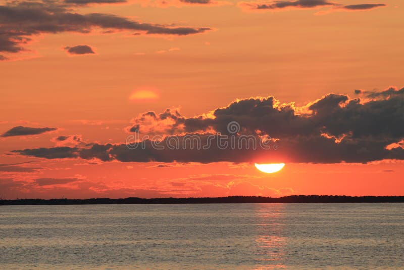 Red sunset over the sea stock photo. Image of morning - 262658578