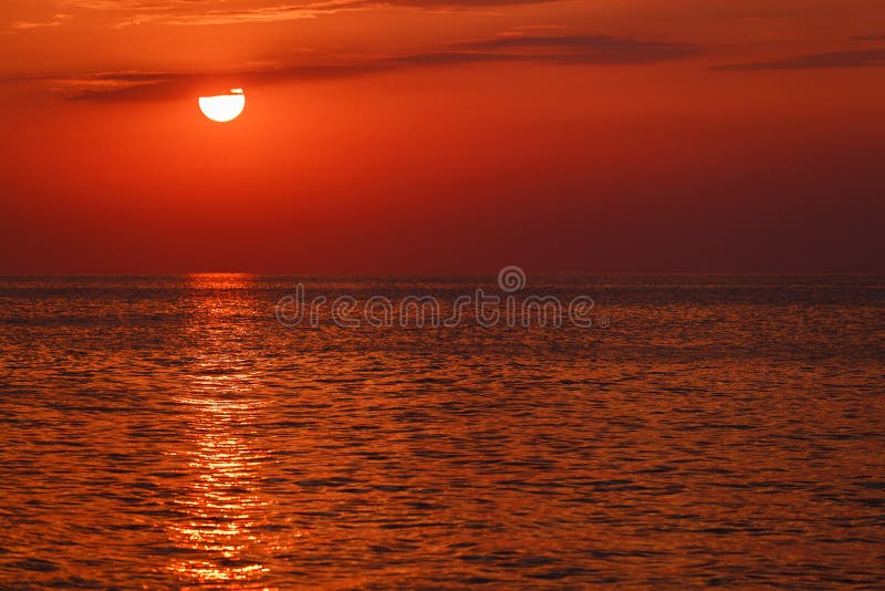 Red sunset over water stock image. Image of orange, silhouette - 70046783
