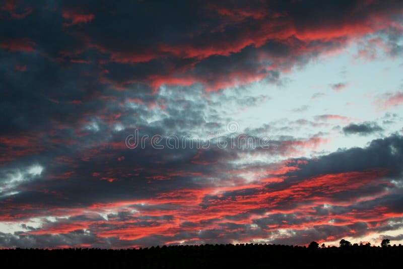 Red Sunset Reflected on Clouds Stock Image - Image of orange, landscape ...