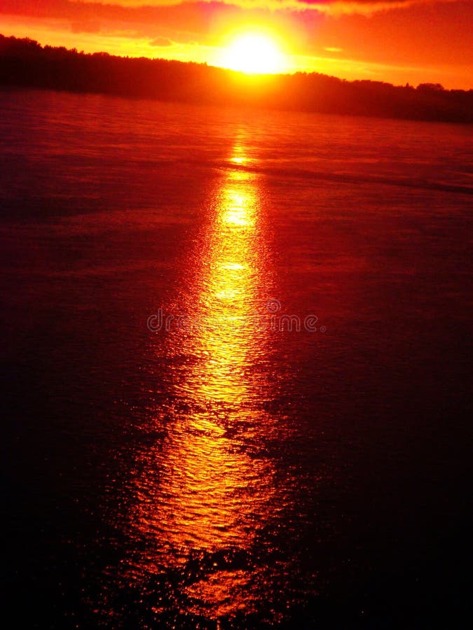 River And Beautyfull Sunset Stock Illustration - Illustration of calm ...