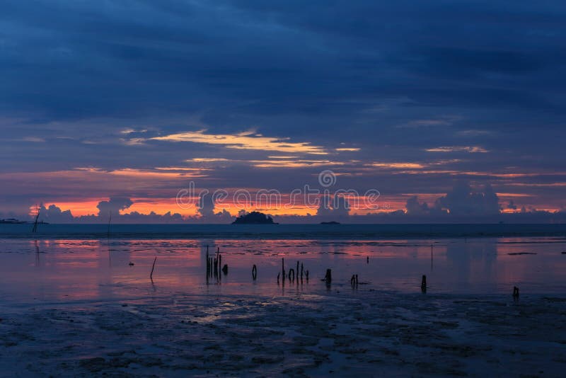 Red Sunset at the Sea Beach Stock Image - Image of landscape, nature ...