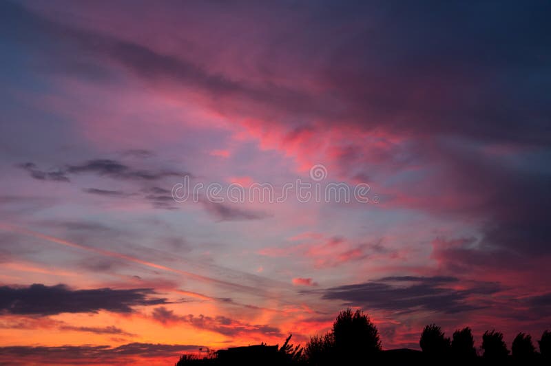 Three color sunset stock photo. Image of sunsets, volume - 53616700