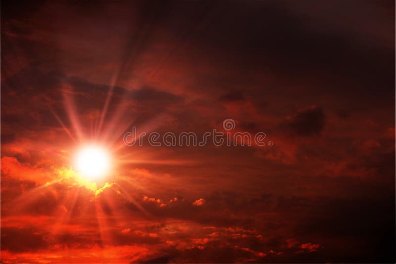 Red Sunset Sky stock image. Image of natural, rays, cloudy - 31976869
