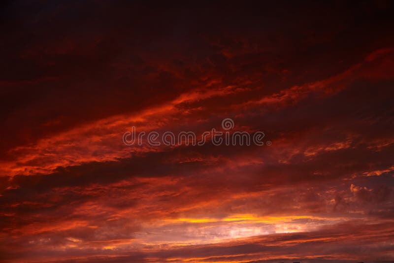 Red Sunset Sky with Dramatic Clouds Stock Photo - Image of scenery ...