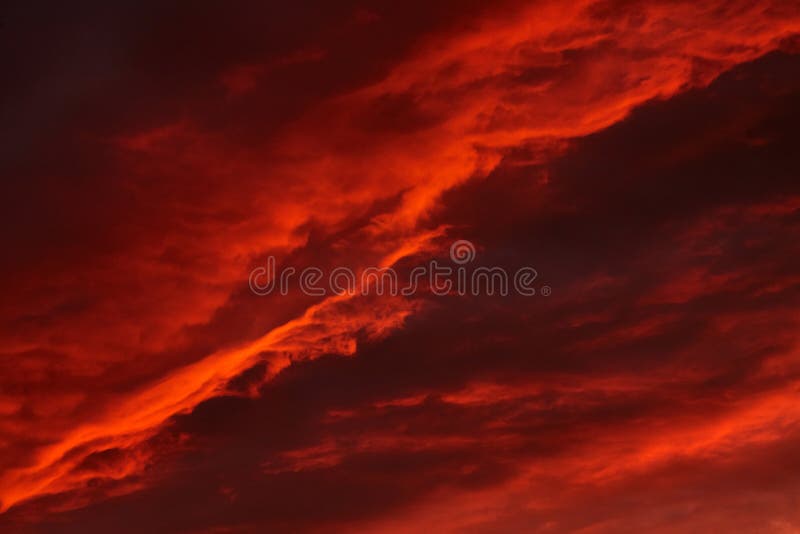 Red Sunset Sky with Dramatic Clouds Stock Photo - Image of evening ...