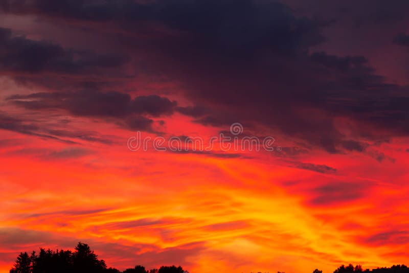 Red Sunset Sky Dramatic in North Stock Image - Image of colorful, light ...