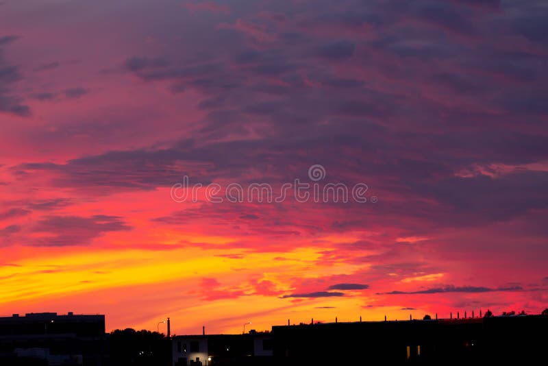 Red Sunset Sky Dramatic in North Stock Photo - Image of dramatic, dawn ...