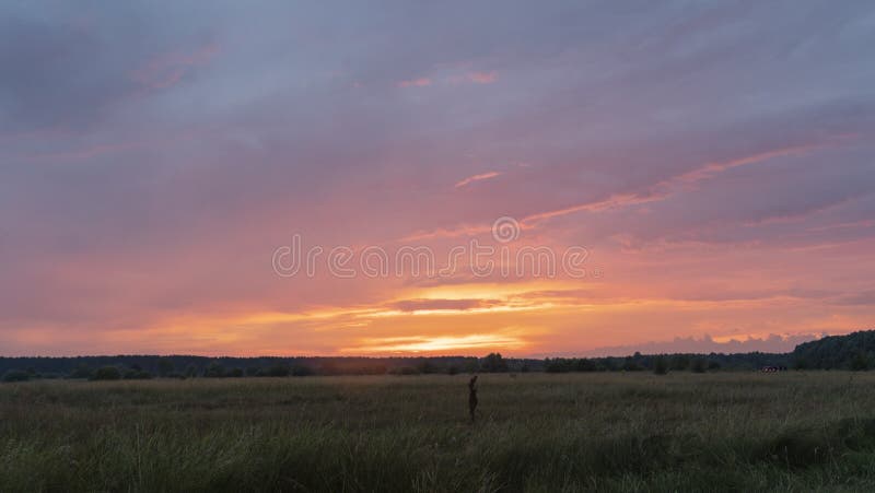 Red Sunset Sky with Multicolor Clouds. Heaven Concept. Space for Text ...