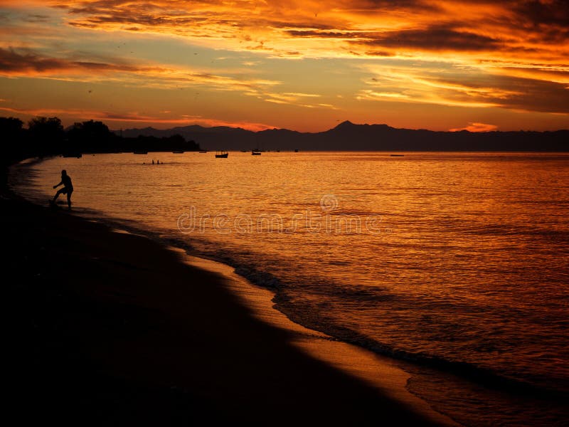 Lake Malawi Sunset stock photo. Image of sunshine, cape - 52148790
