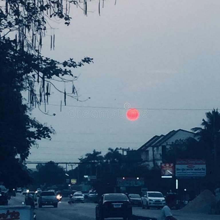 Red Sunshine editorial photography. Image of home, evening - 143282342