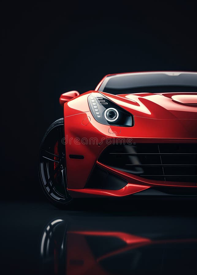 Red Super Car with Dramatic Lighting on a Black Background Stock ...