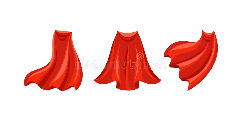 Red Superhero Cape Flowing in Different Positions Stock Vector ...