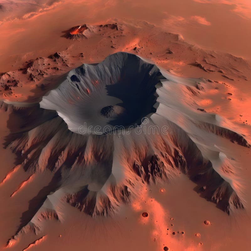 Red Surface of Mars by Fly Over, AI-generatet Stock Illustration ...