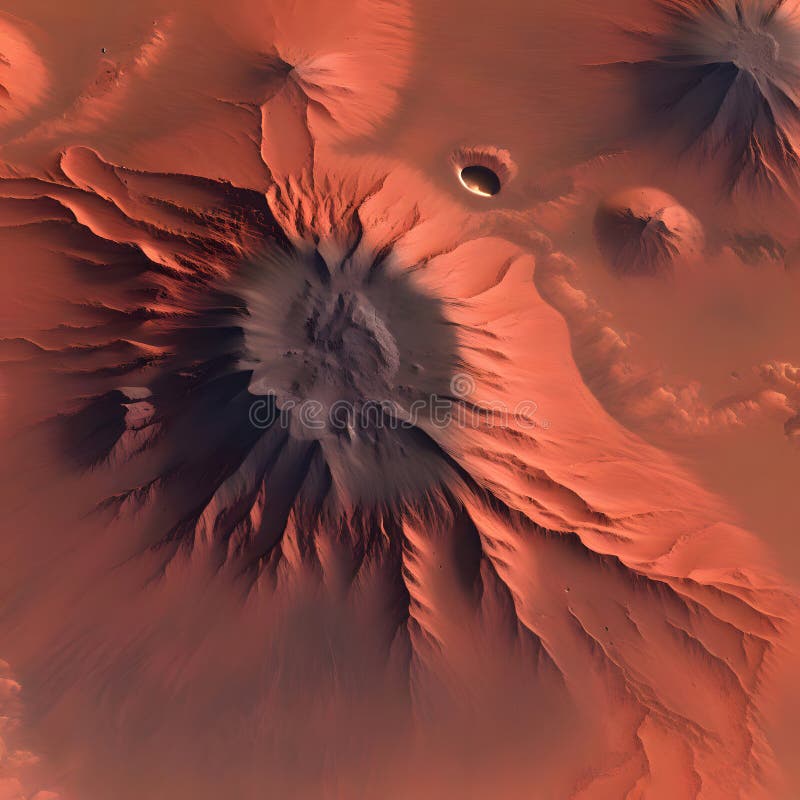 Red Surface of Mars by Fly Over, AI-generatet Stock Illustration ...