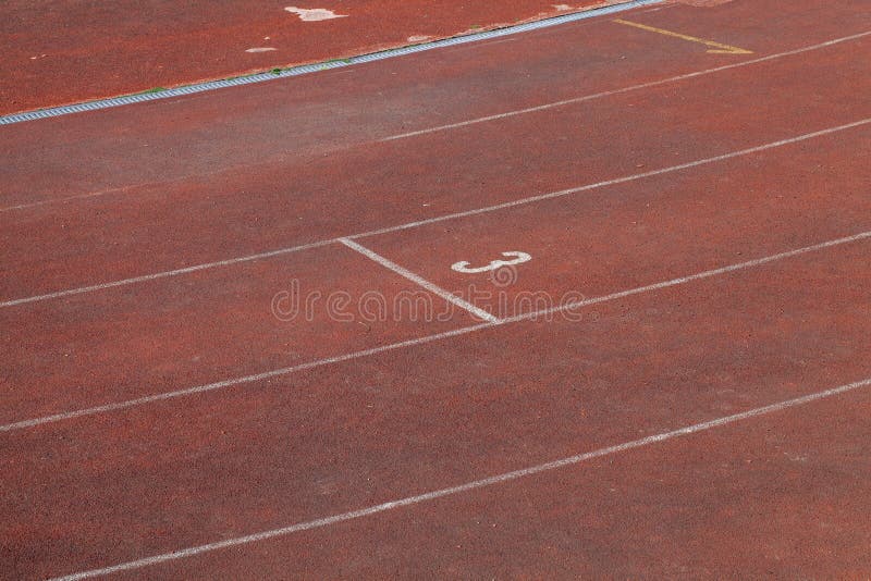 The Red Surface of the Old Running Track at the Stadium Stock Image ...