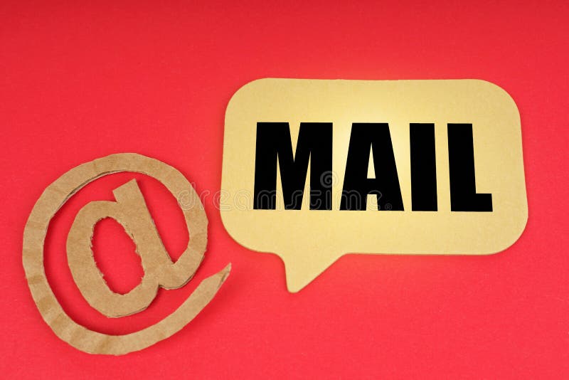 On a Red Surface, a Symbol and a Sign with the Inscription - Mail Stock ...