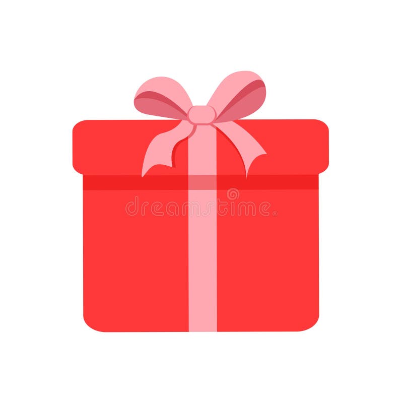 Red Gift Box Surprise with Hearts. Present Vector Illustration for ...
