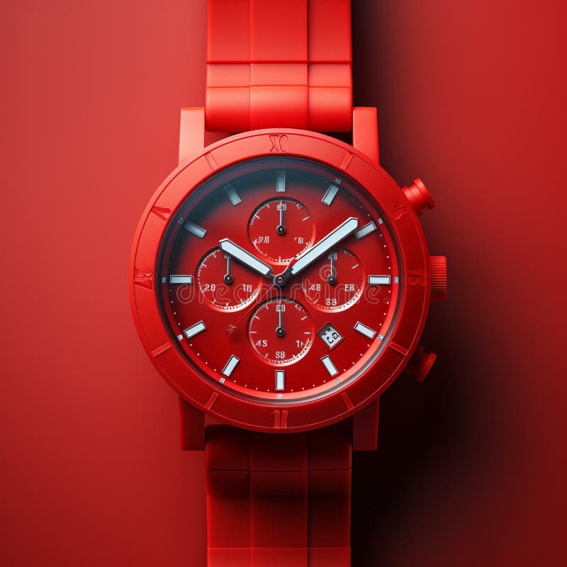 Red Swatch Watch: Hyperrealistic 3d Rendering with Precious Materials ...