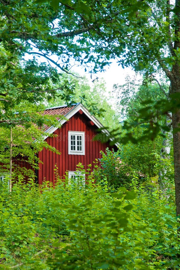 Red Cottage and Winter Landscape Stock Image - Image of cottage, snow ...