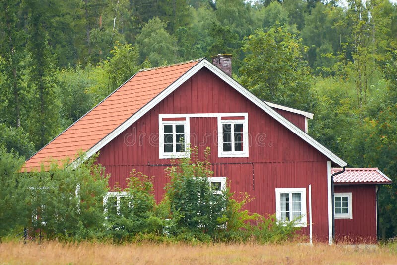 Red swedish wooden house stock photo. Image of sweden - 39132932