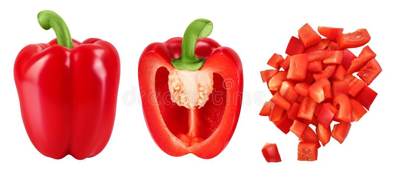 Red Sweet Bell Pepper Half Isolated on White Background Stock Photo ...