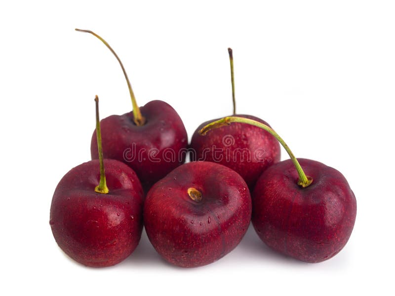 Red Sweet Cherry Isolated on White Background Stock Image - Image of ...