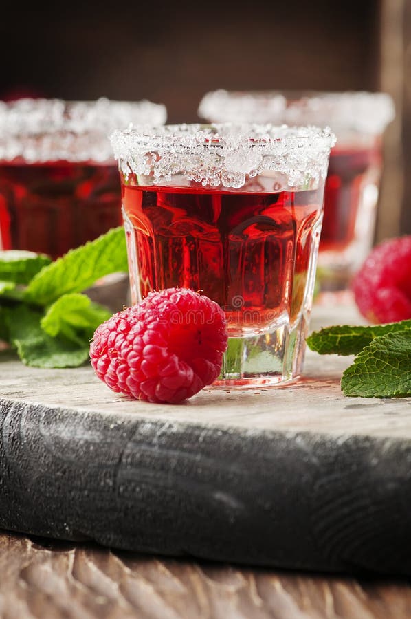 Red Sweet Cocktail with Mint and Raspberry Stock Photo - Image of ...