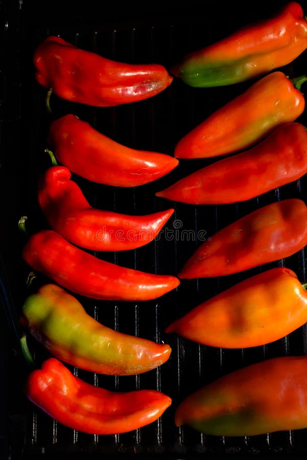 Red Sweet Kapia Paprika on the Grill Stock Photo - Image of agronomy ...