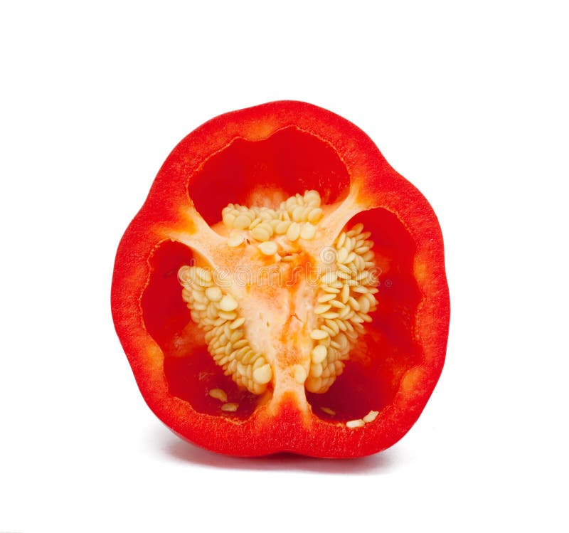 Fresh Cut Red Bell Pepper with Focus on Seeds Stock Image - Image of ...
