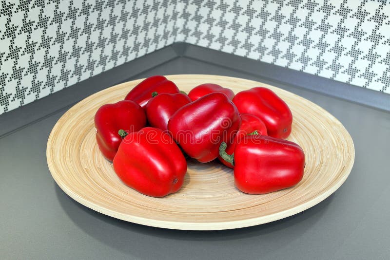 Red Sweet Pepper Decoration Stock Image - Image of nutrition, gray ...