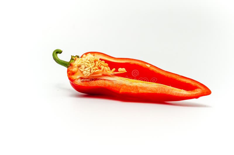 Red Sweet Pepper, Half Isolated on White Background. View from Above ...