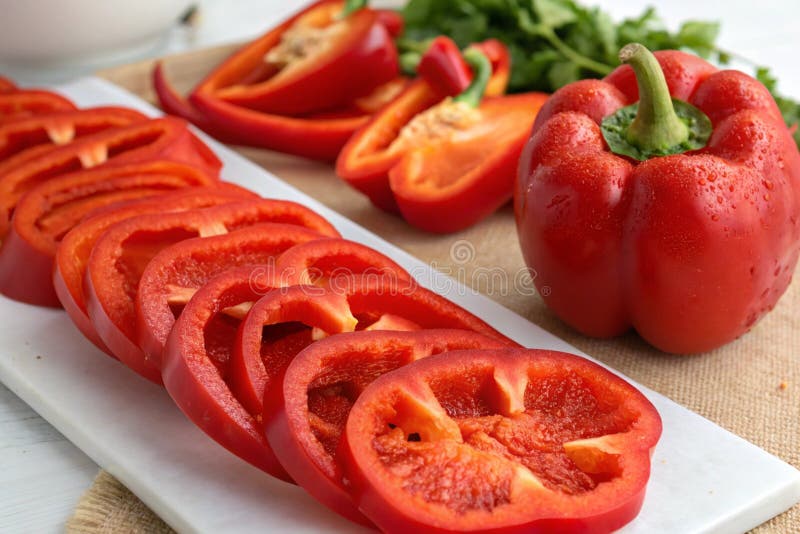 Red sweet pepper sliced stock illustration. Illustration of nutrition ...