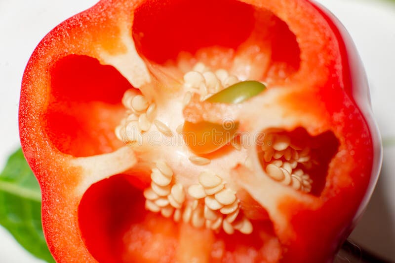 Red Sweet Pepper Super Macro. View Inside Stock Image - Image of ...
