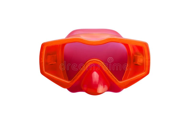 Red Swimming Mask on a Blue Background. Mask for Diving Under Water ...