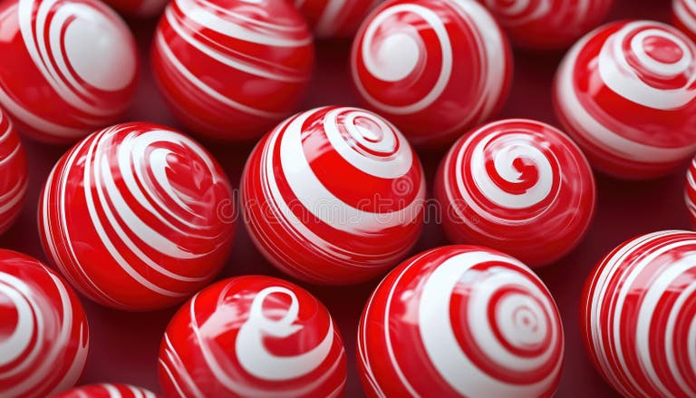 Red Swirl Pattern Balls from a Top View in a Rendered Image - a ...