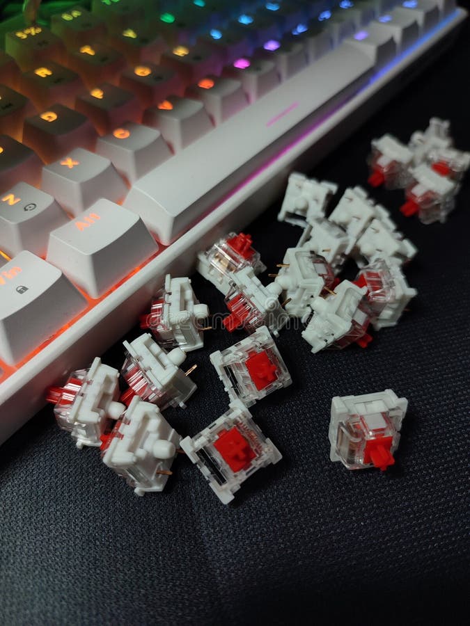 Red Switch Mechanical Keyboard on Textured Background Stock Image ...