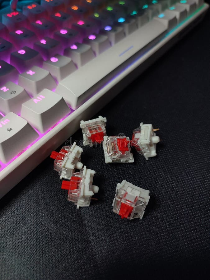 Red Switch Mechanical Keyboard on Textured Background Stock Image ...