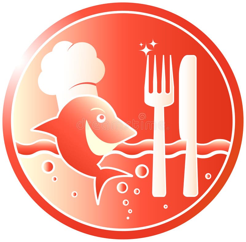 Red symbol with fishplate stock vector. Illustration of food - 27380633