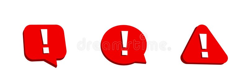 Red Symbols with Exclamation Marks in Speech Balloon, Circle, and ...