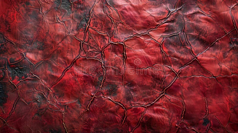 The Red Synthetic Leather Surface is Highly Textured and Crackled in ...