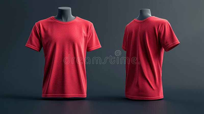 Red T-shirt Mockup on Mannequin, Front and Back View Stock Illustration ...