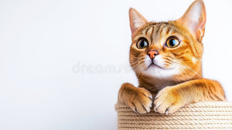 Red Tabby Cat Wide Open Eyes Looks Up Curious Expression Stock Photos ...